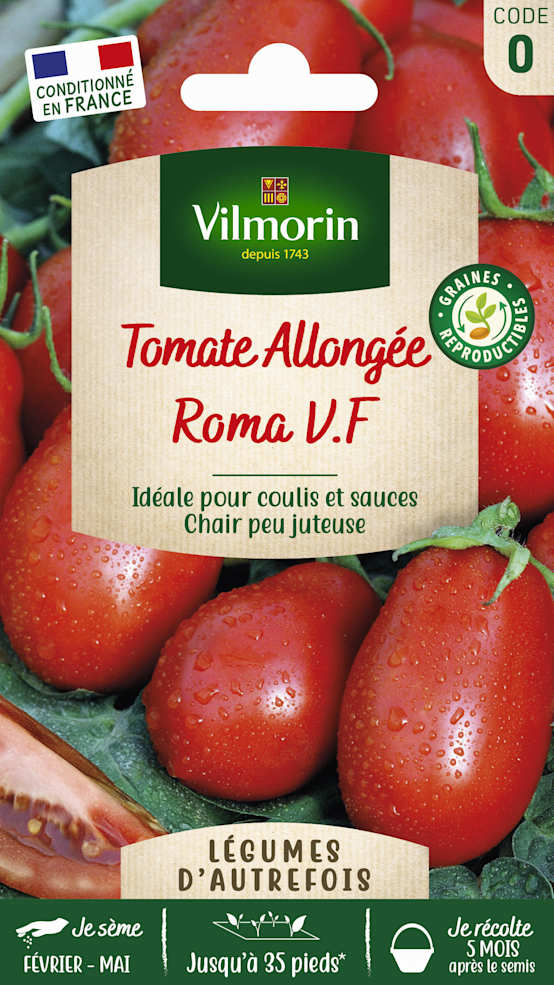 Tomate Roma Verduras de Antaño serie 0 sobre semillas 0,2 g - Vilmorin ...