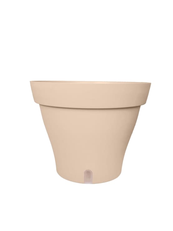 Pot de fleur d'intérieur à réserve d'eau plastique rond Ø.25cm crème ...