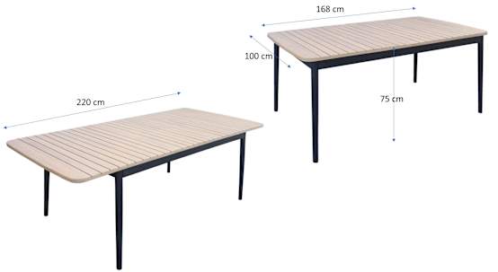 Table de jardin rectangulaire extensible acacia 8/10 personnes Fedora ...