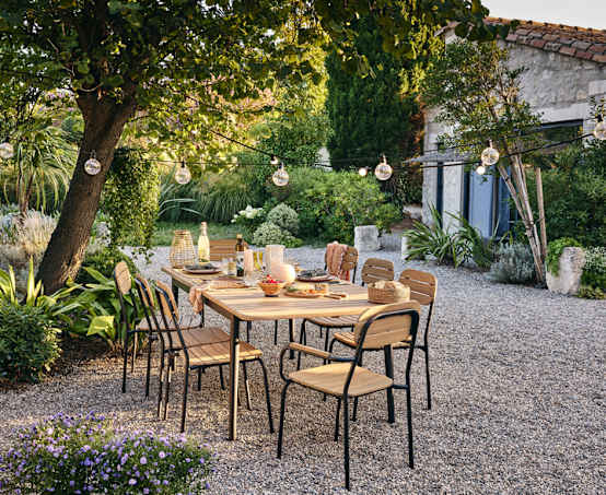 Table de jardin rectangulaire extensible acacia 8/10 personnes Fedora ...